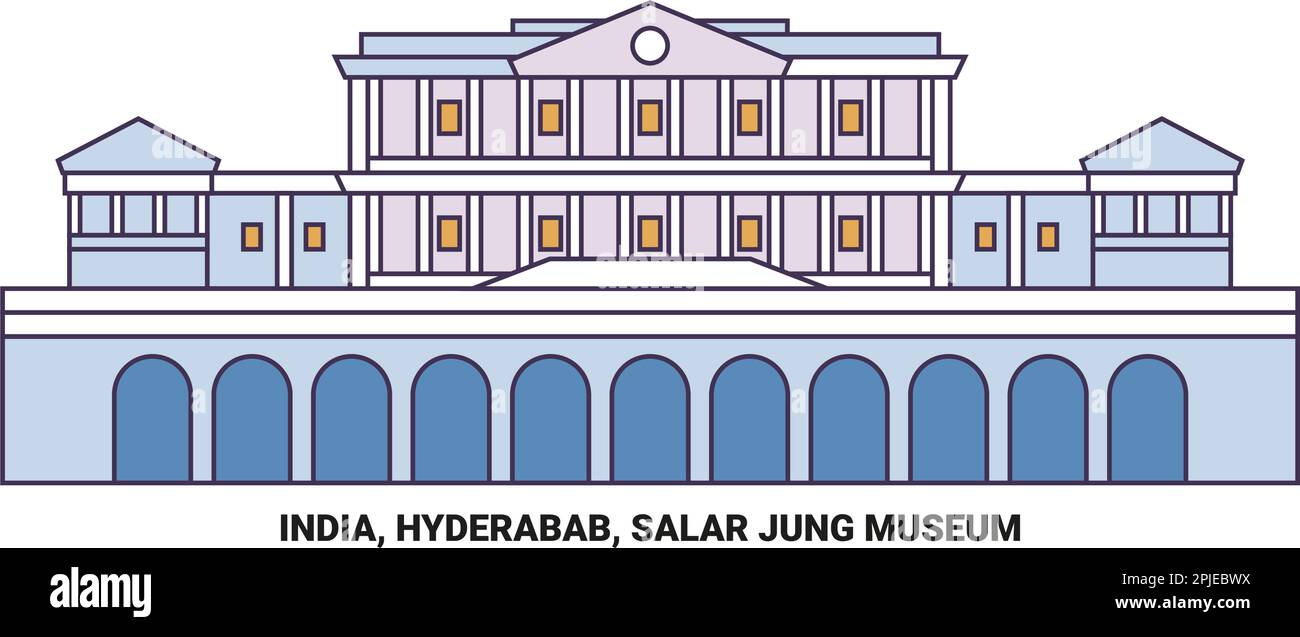 India, Hyderabab, Salar Jung Museum travel landmark vector illustration ...