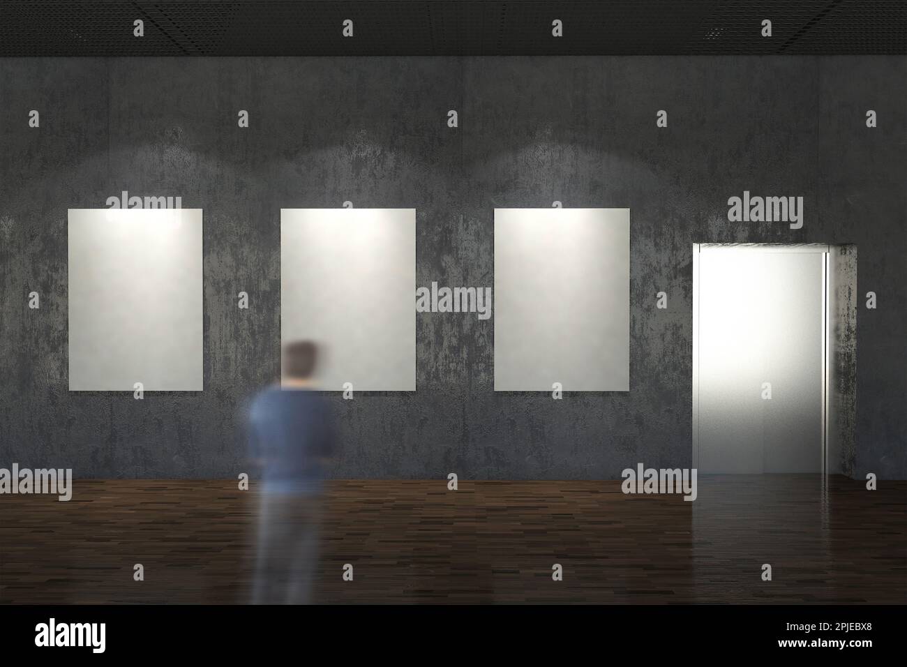 Poster Exhibition Gallery Hall Interior 3D Rendering Stock Photo - Alamy