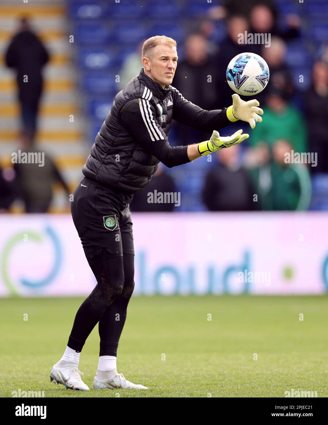 Celtic goalkeeper Joe Hart warms up before the cinch Premiership match ...
