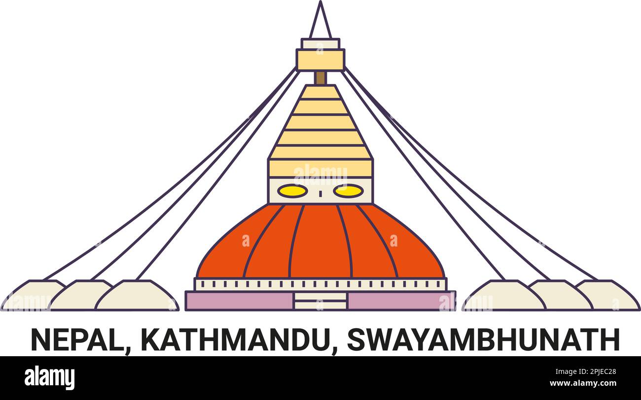 Nepal, Kathmandu, Swayambhunath, travel landmark vector illustration ...