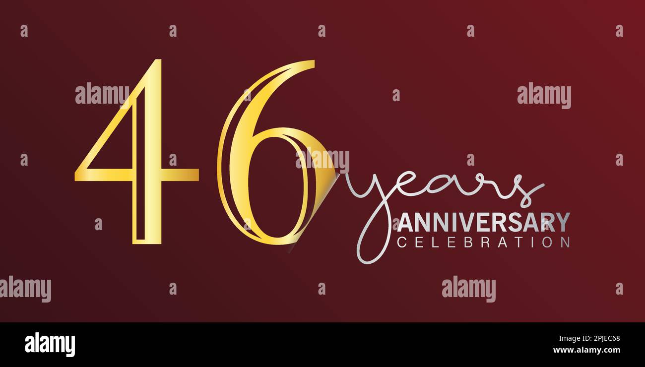 46th Years Anniversary Logo Gold and red Color isolated on elegant ...