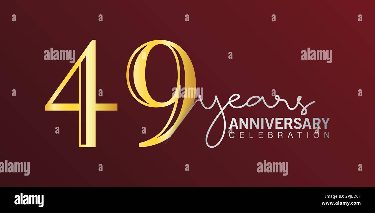 49th Years Anniversary Logo Gold and red Color isolated on elegant ...