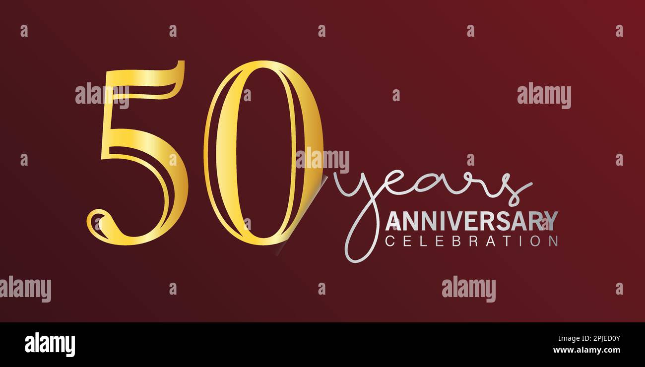 50th Years Anniversary Logo Gold and red Color isolated on elegant ...