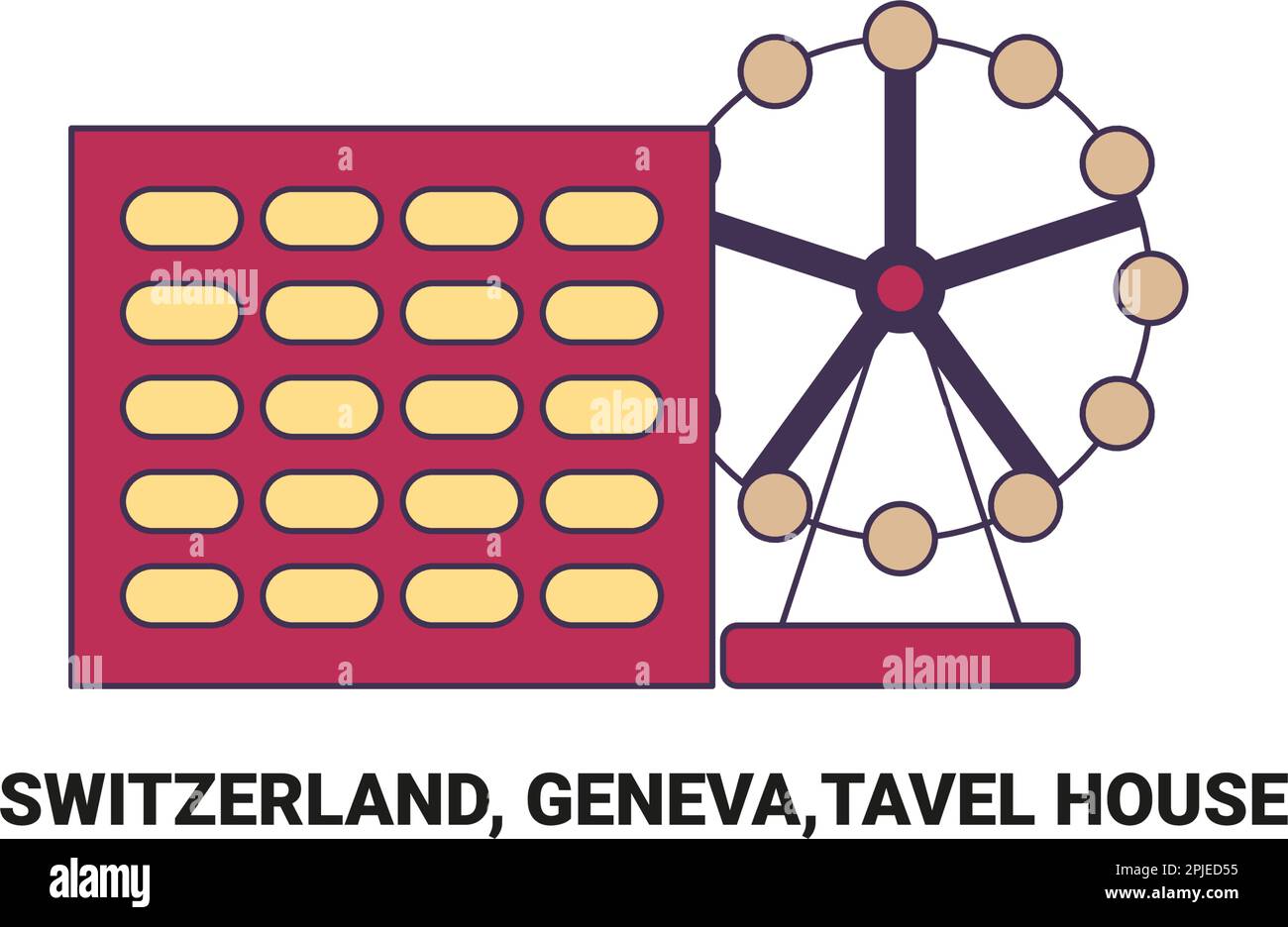 Switzerland, Geneva,Tavel House, travel landmark vector illustration ...