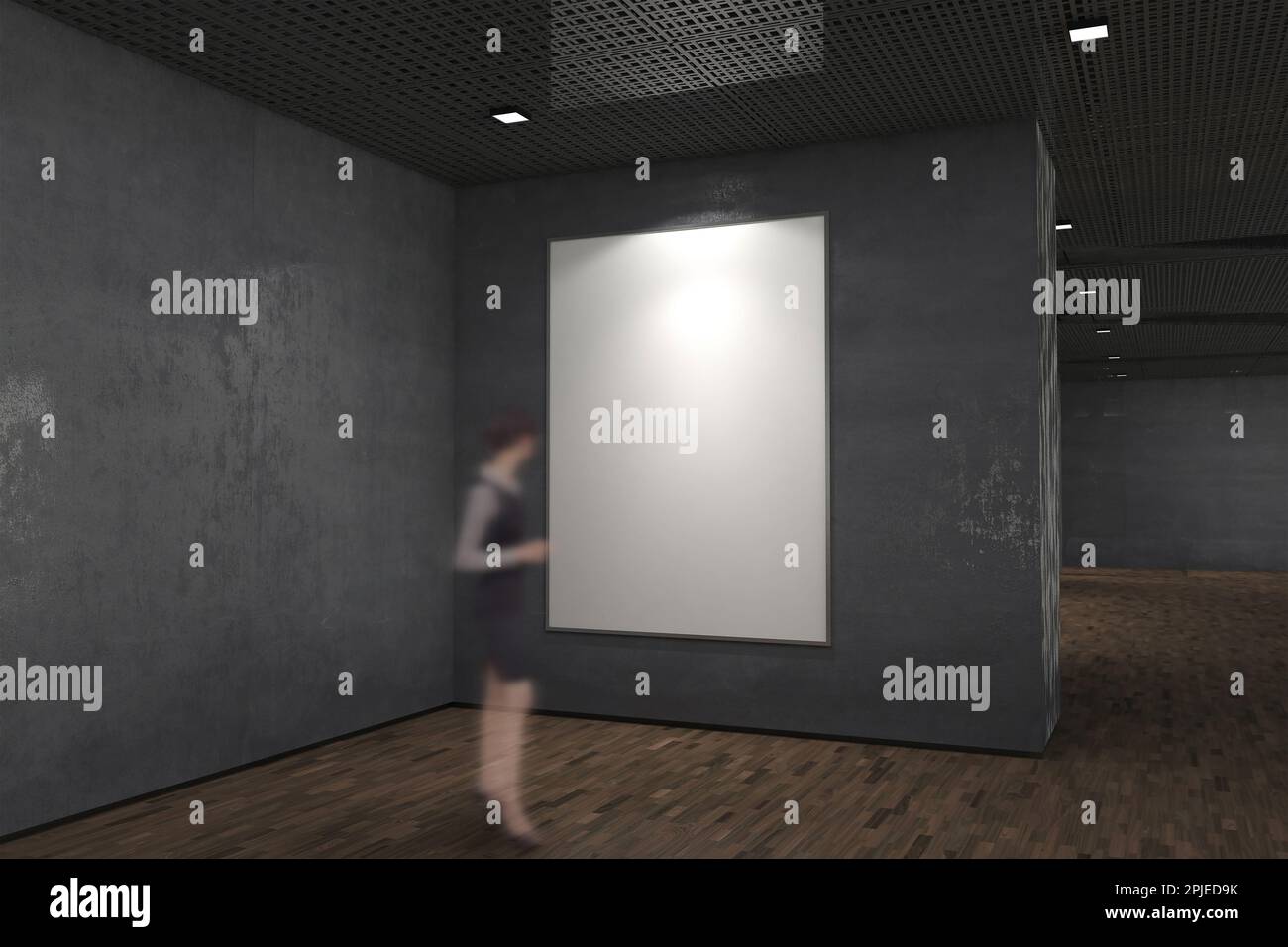 Poster Exhibition Gallery Hall Interior 3D Rendering Stock Photo - Alamy