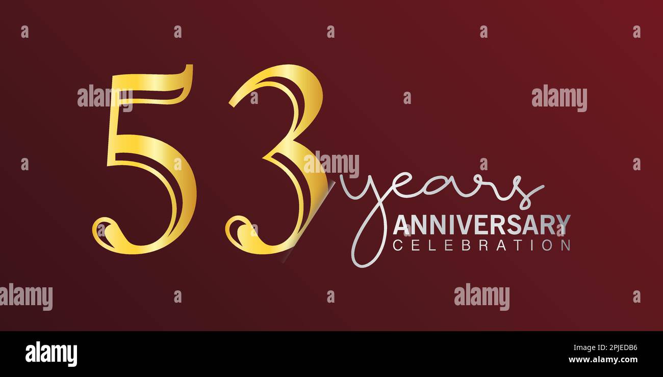 53rd Years Anniversary Logo Gold and red Color isolated on elegant ...