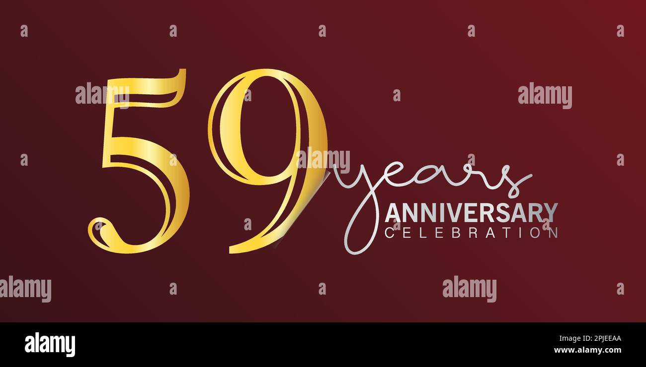 59th Years Anniversary Logo Gold and red Color isolated on elegant ...