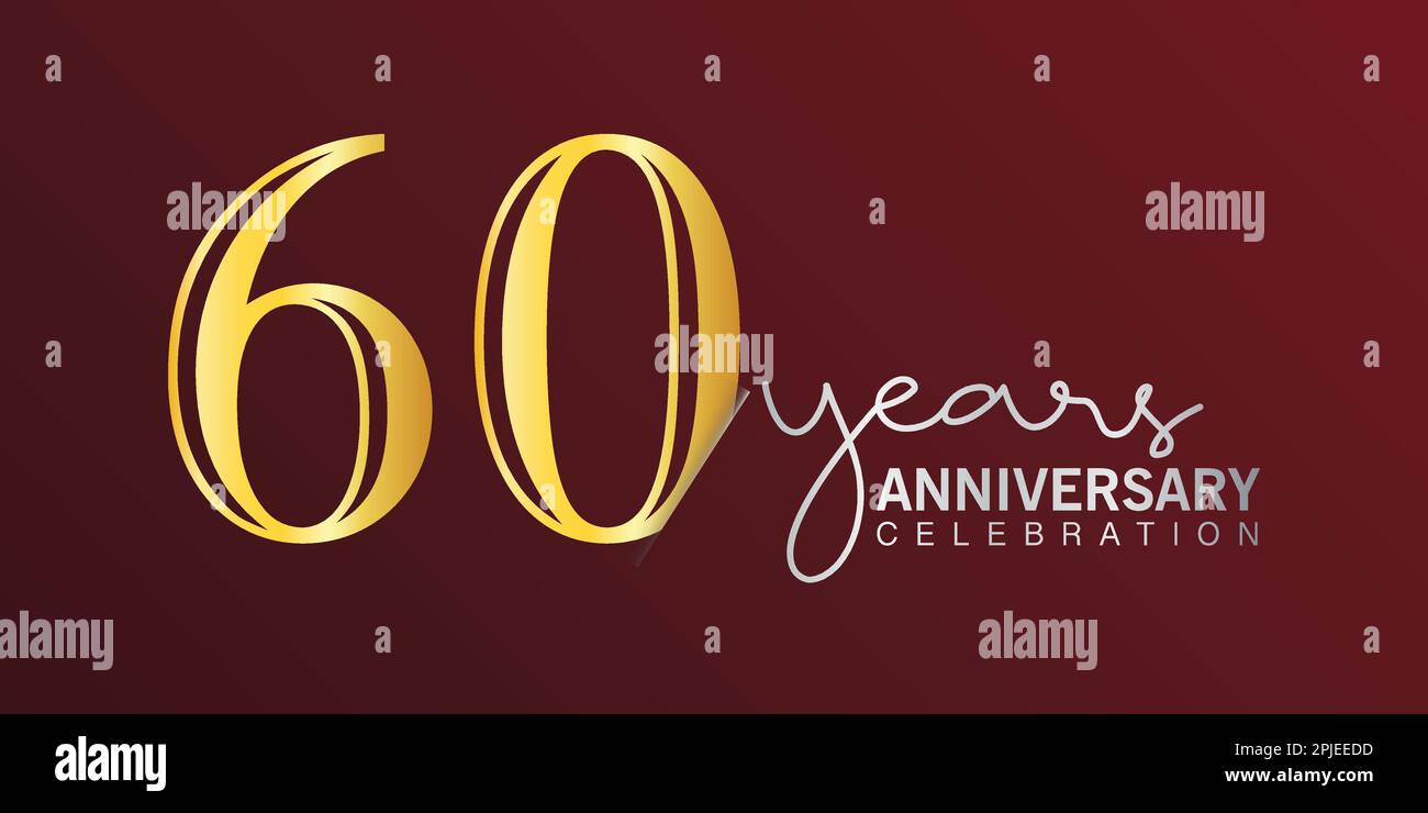 60th Years Anniversary Logo Gold and red Color isolated on elegant ...