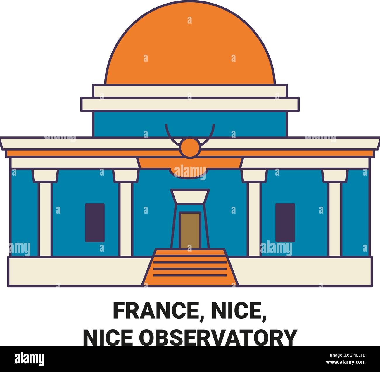France, Nice, Nice Observatory travel landmark vector illustration ...