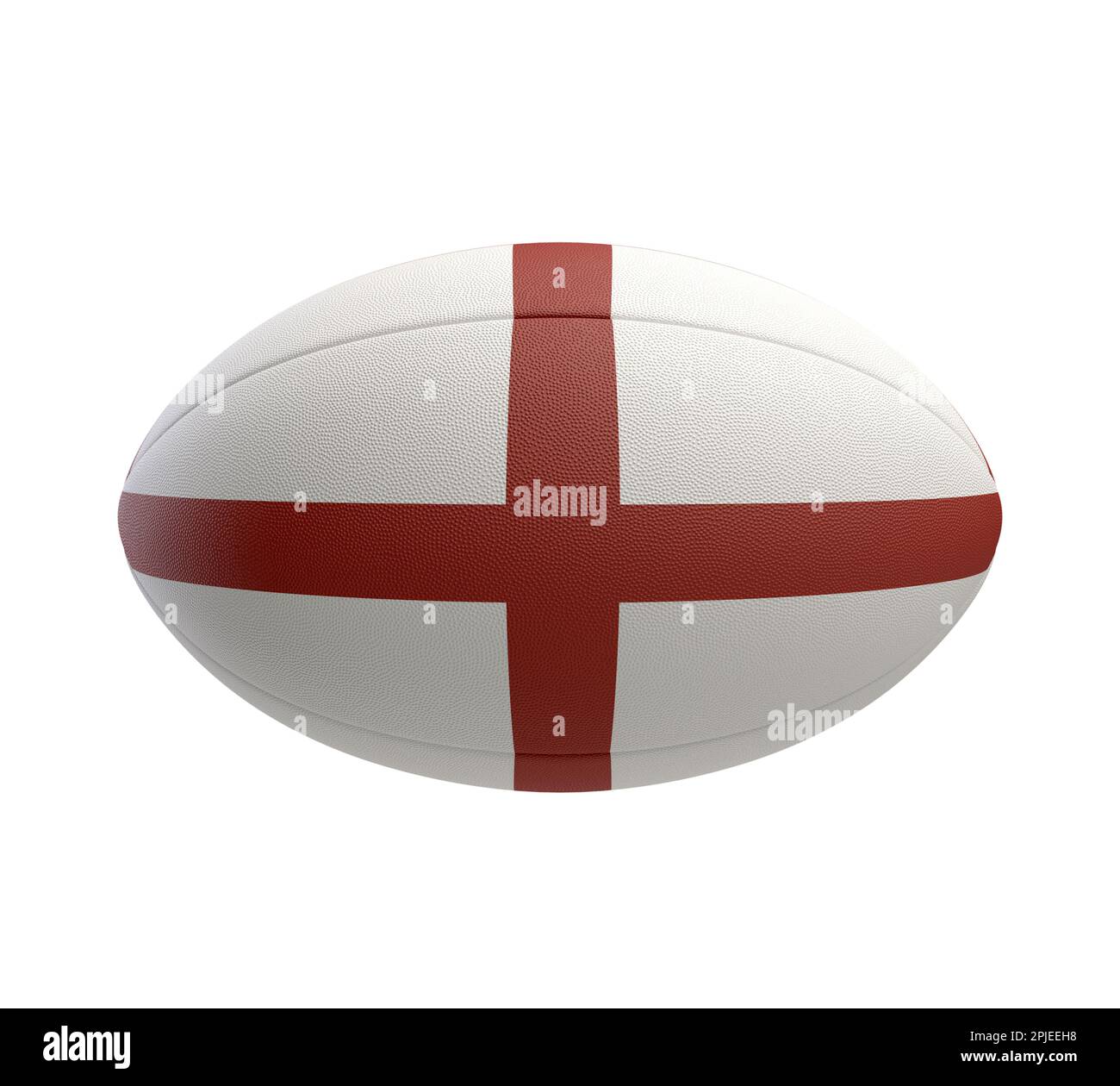 A white textured rugby ball with color design representing the England ...