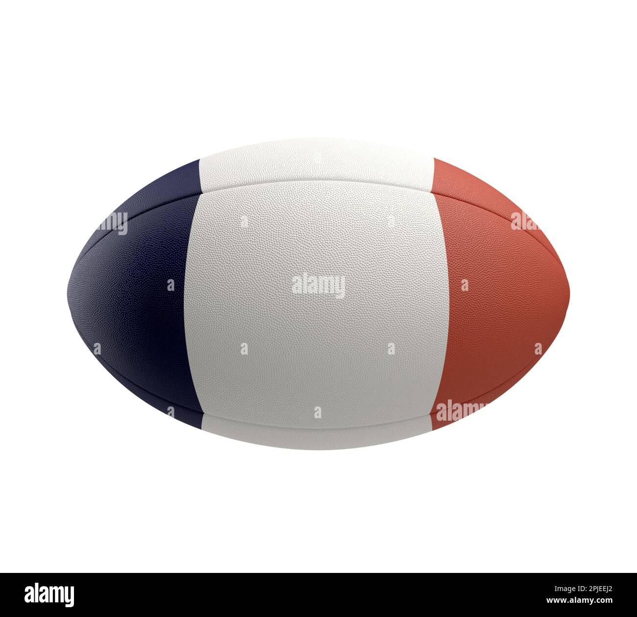 A white textured rugby ball with color design representing the France ...