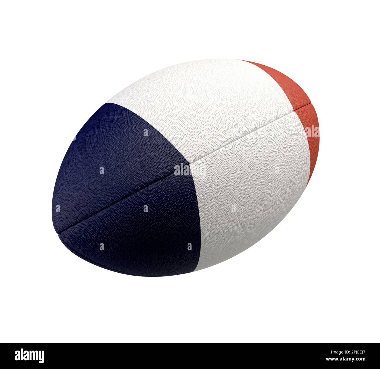 A white textured rugby ball with color design representing the France ...