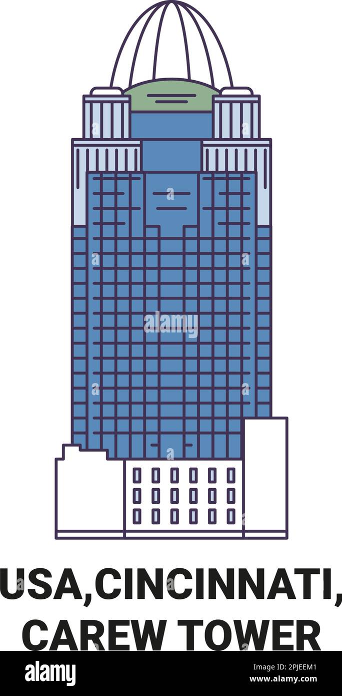 Usa,Cincinnati, Carew Tower travel landmark vector illustration Stock ...