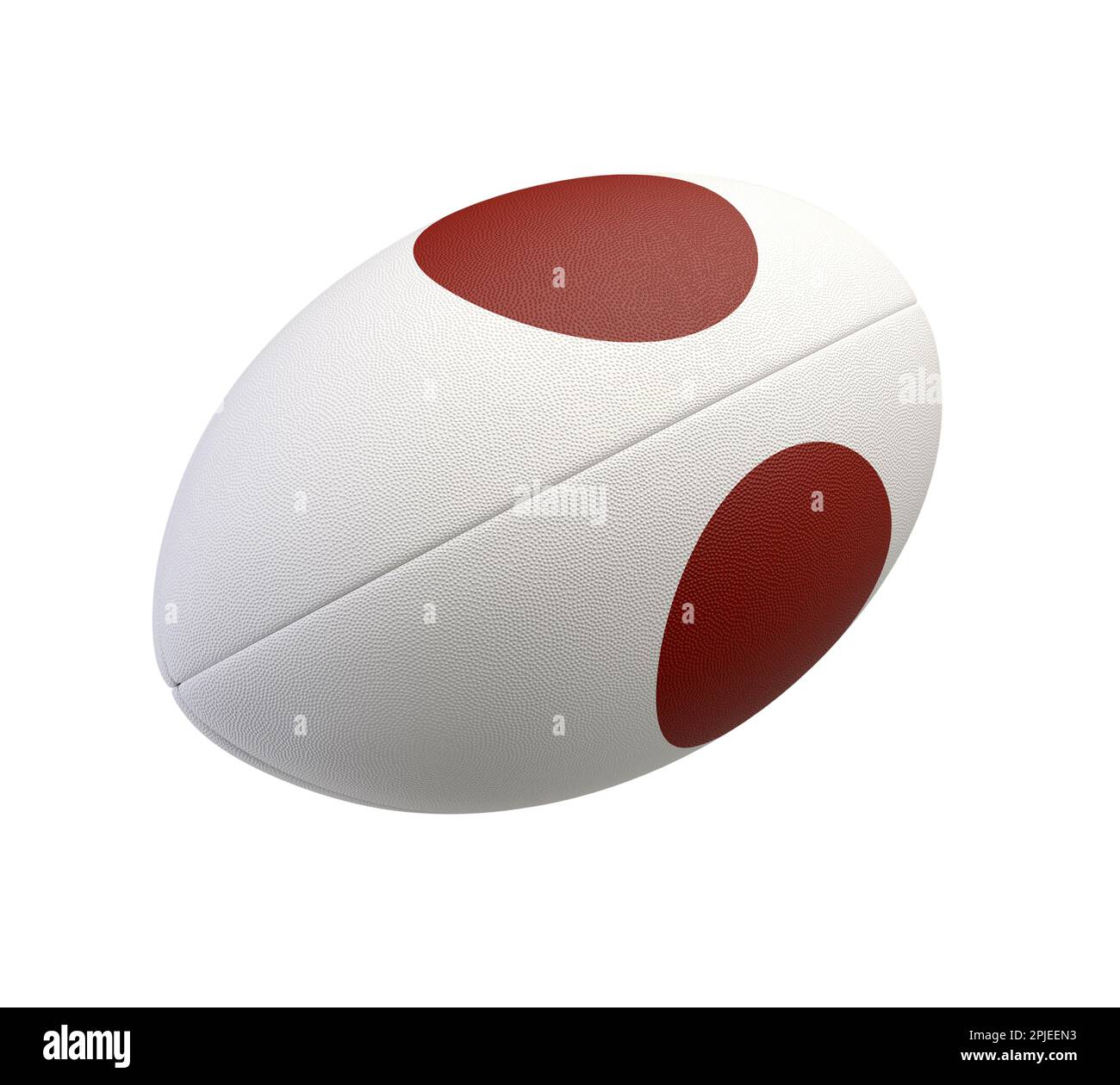 A white textured rugby ball with color design representing the Japan ...