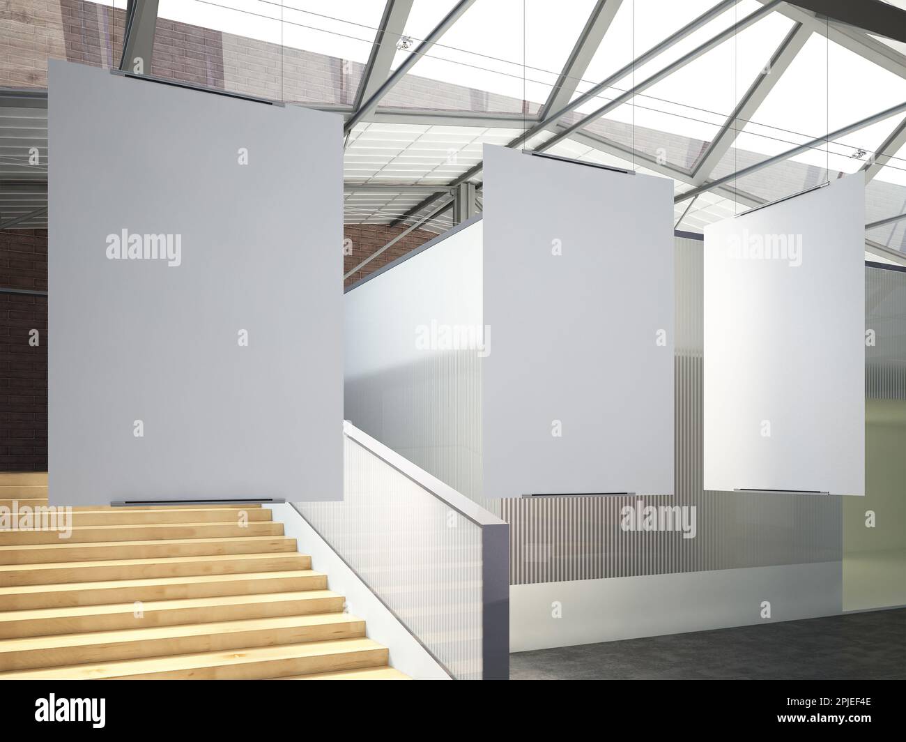 Poster Exhibition Gallery Hall interior 3D Rendering Stock Photo - Alamy
