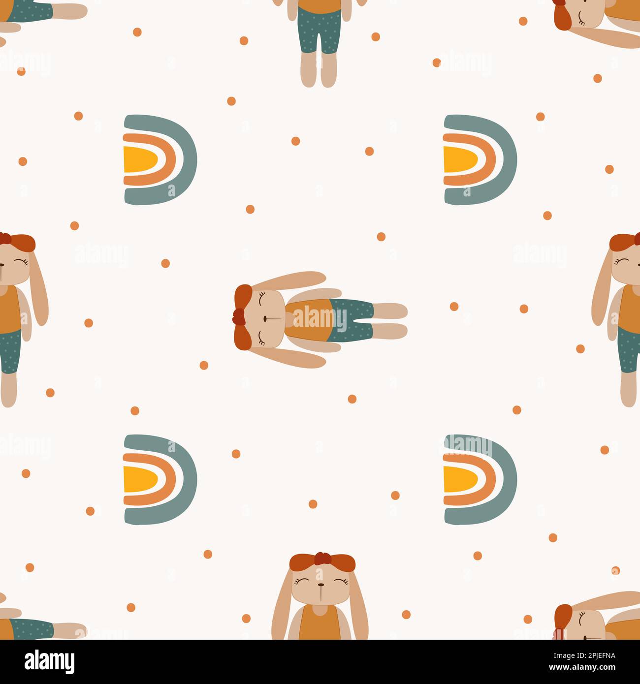 Cute baby seamless pattern for nursery arrangement. Vector illustration ...