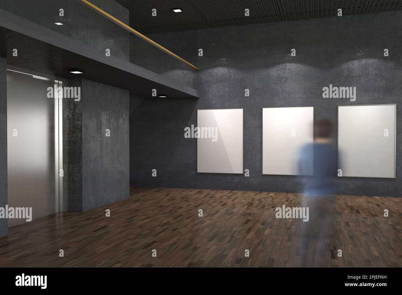 Poster Exhibition Gallery Hall Interior 3D Rendering Stock Photo - Alamy