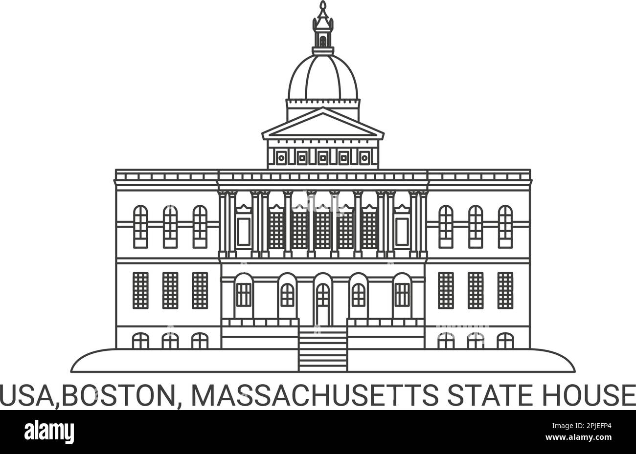 Usa,Boston, Massachusetts State House, travel landmark vector ...