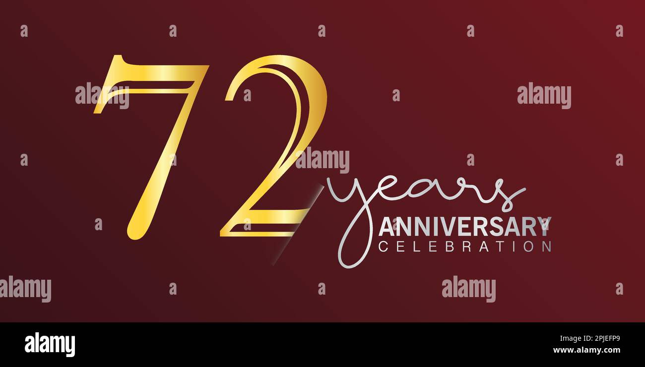 72nd Years Anniversary Logo Gold and red Color isolated on elegant ...