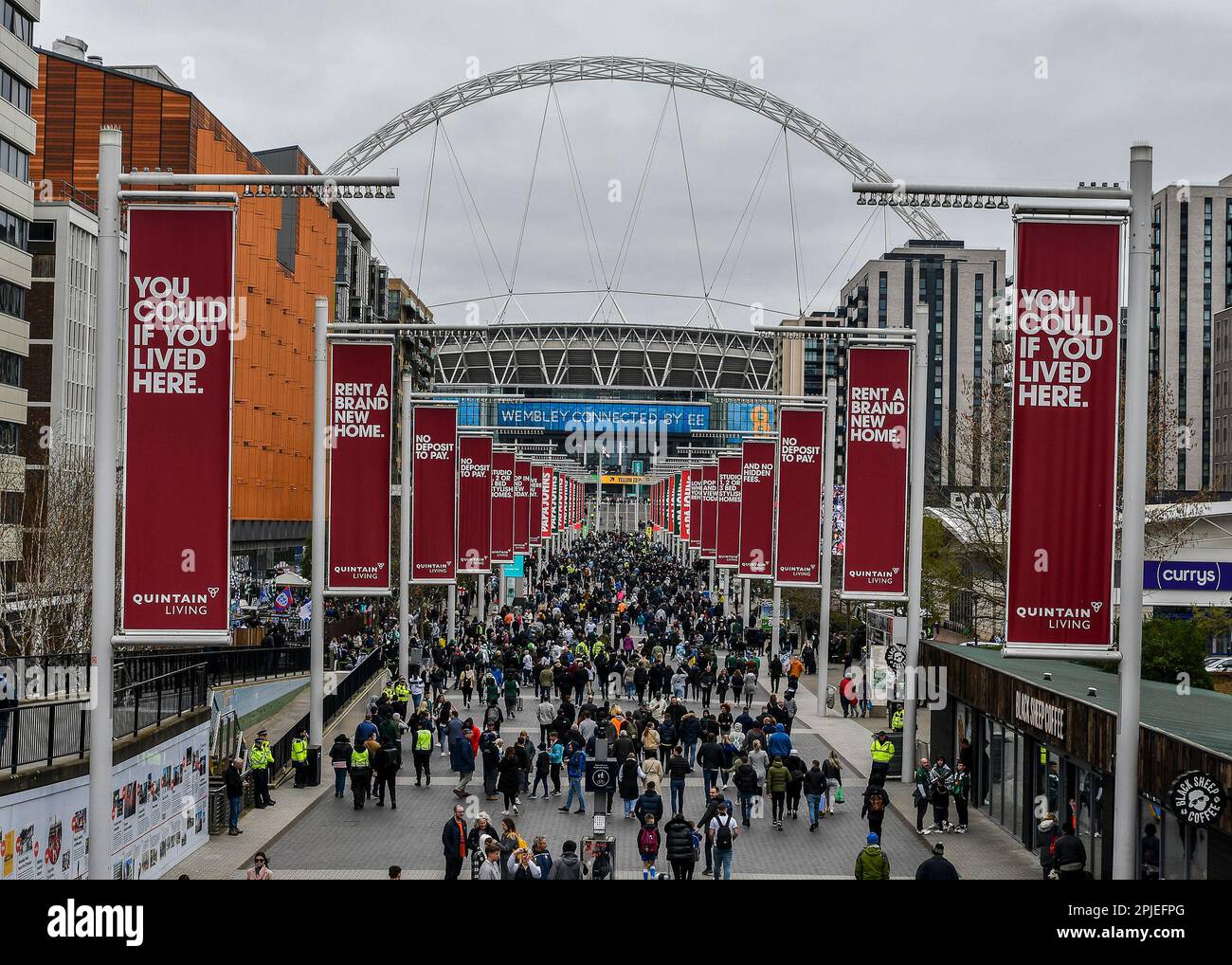 Plymouth Argyle fans arrives to Wembley during the Papa John's Trophy ...