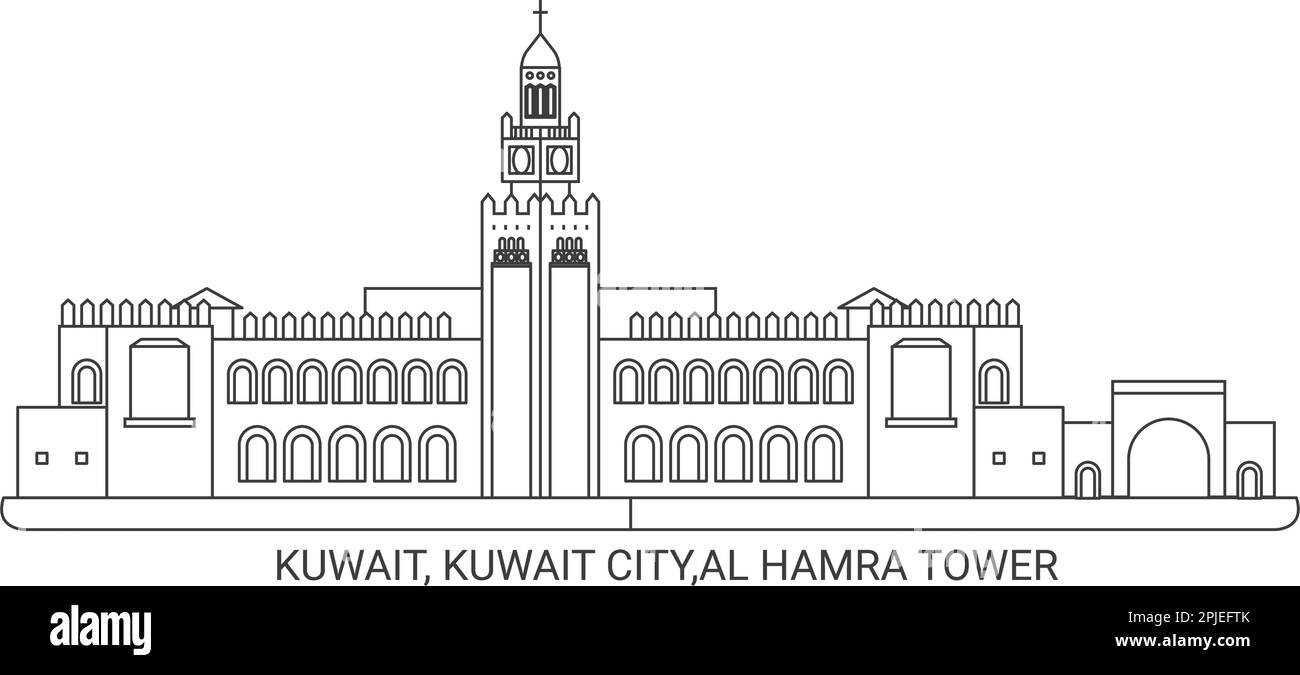 Kuwait, Kuwait City,Al Hamra Tower, travel landmark vector illustration ...