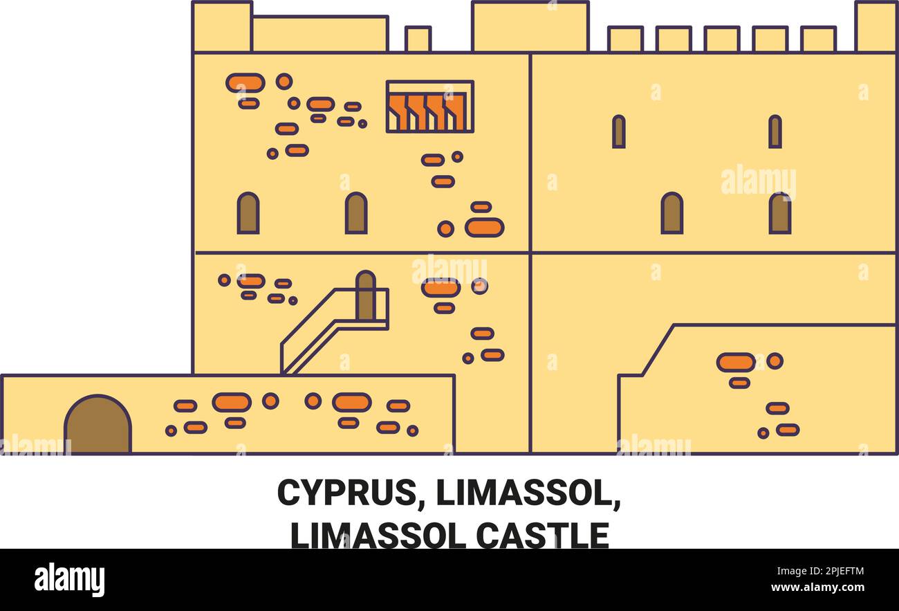 Cyprus, Limassol, Limassol Castle travel landmark vector illustration ...