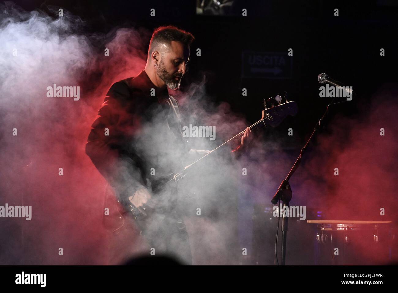 Ciampino, Italy. 01st Apr, 2023. Daniele Raggi of SPIRITUAL FRONT play ...