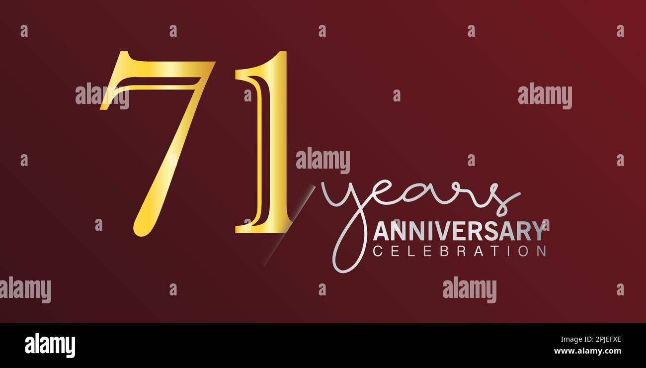 71st Years Anniversary Logo Gold and red Color isolated on elegant ...