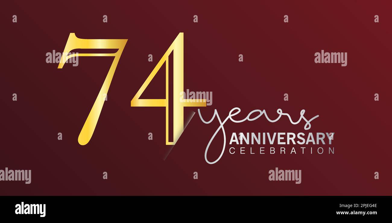 74th Years Anniversary Logo Gold and red Color isolated on elegant ...
