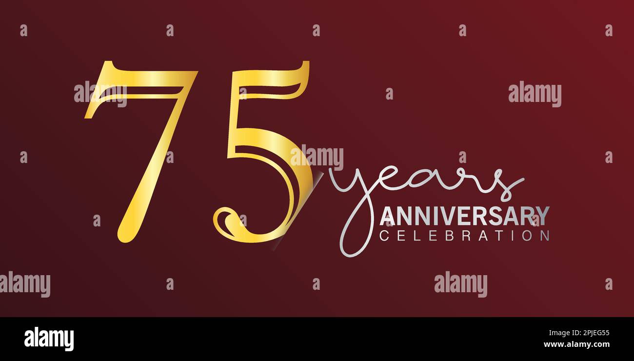 75th Years Anniversary Logo Gold and red Color isolated on elegant ...