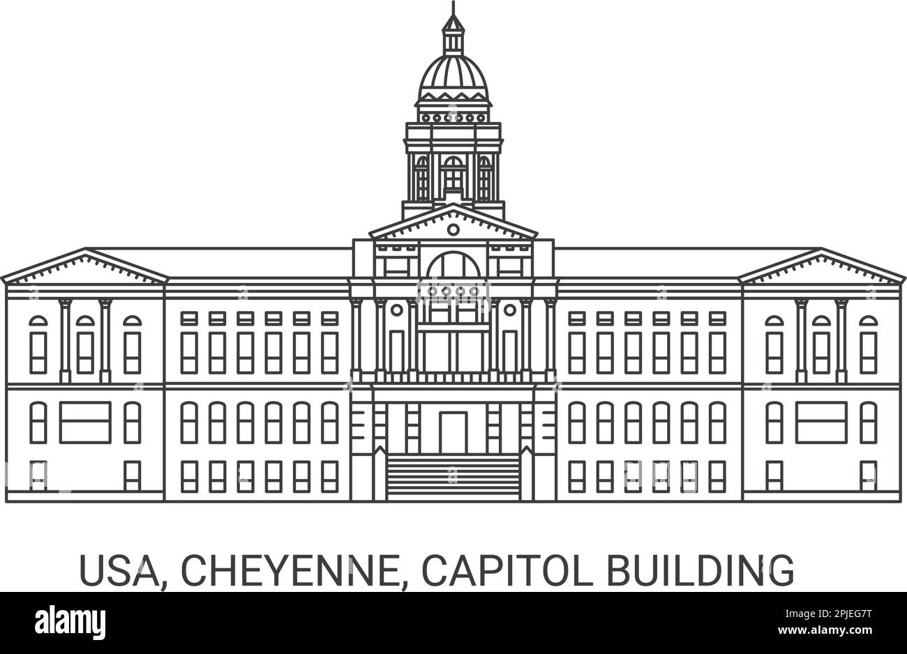 Usa, Cheyenne, Capitol Building travel landmark vector illustration ...