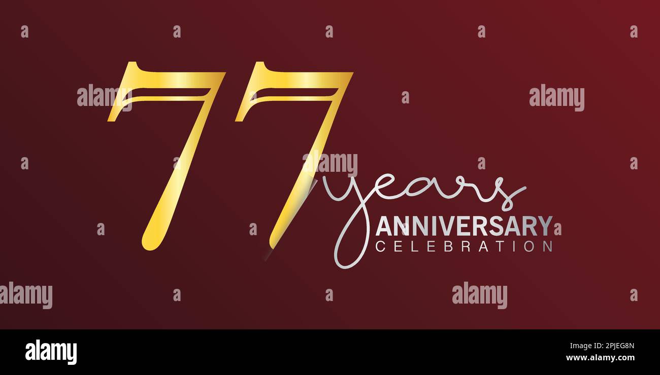 77th Years Anniversary Logo Gold and red Color isolated on elegant ...