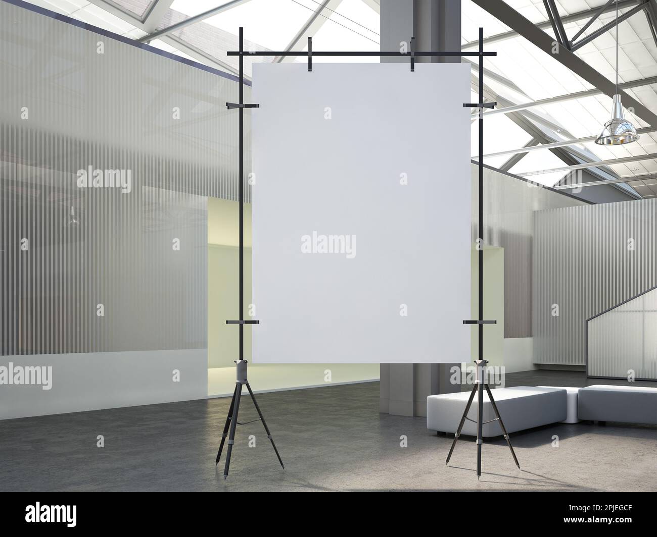 Poster Exhibition Gallery Hall interior 3D Rendering Stock Photo - Alamy