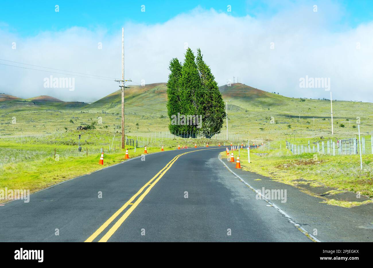 Natural beauty of Hawaii's Mauna Kea mountain range, with a winding ...