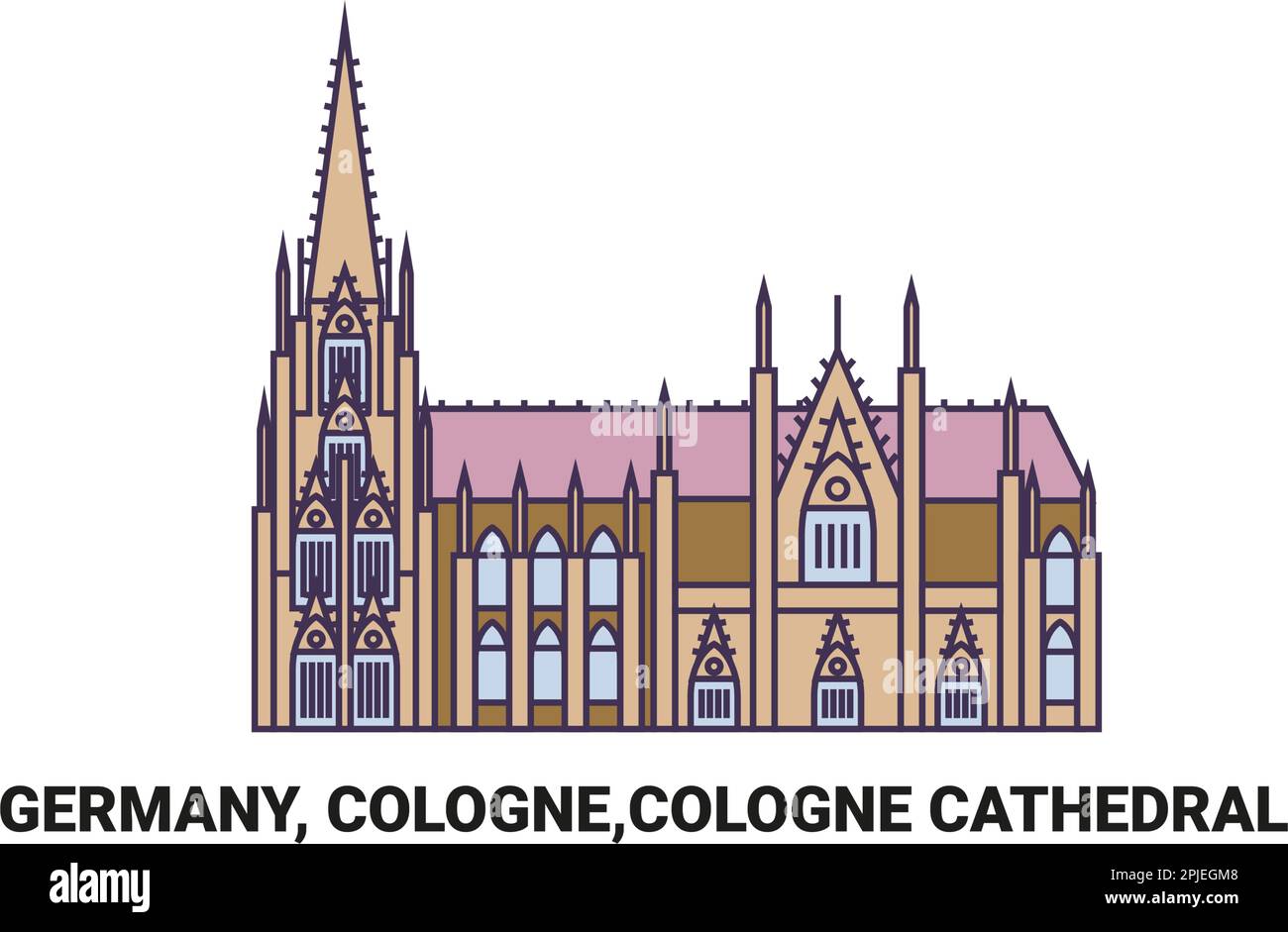 Germany, Cologne,Cologne Cathedral, travel landmark vector illustration ...