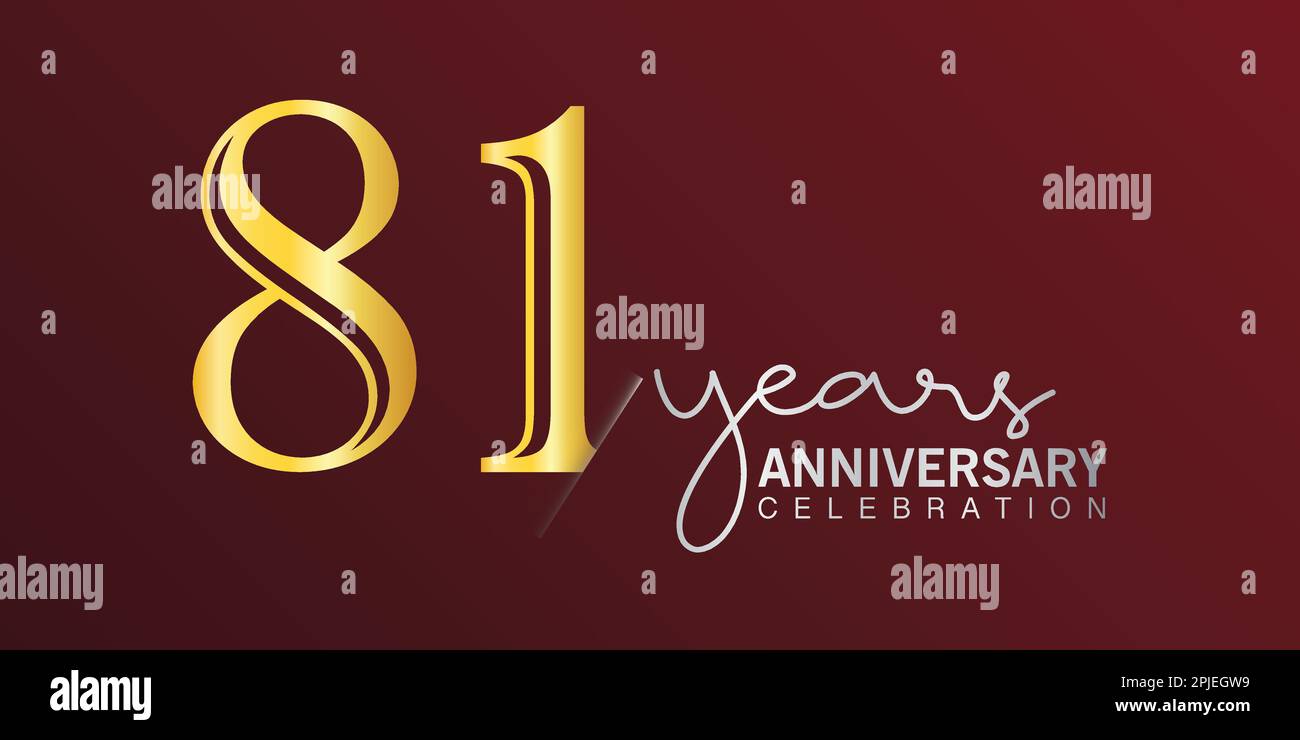81st Years Anniversary Logo Gold and red Color isolated on elegant ...