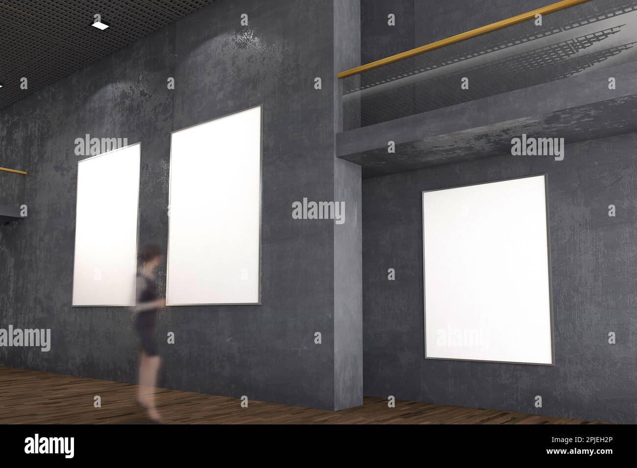 Poster Exhibition Gallery Hall Interior 3D Rendering Stock Photo - Alamy