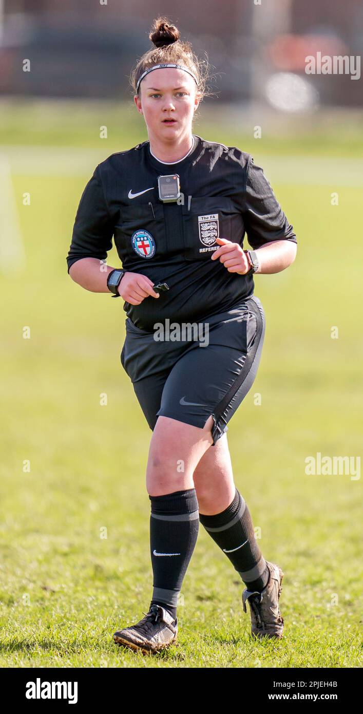Referee Sophie Wood wears a Bodycam during a bodycam trial while ...