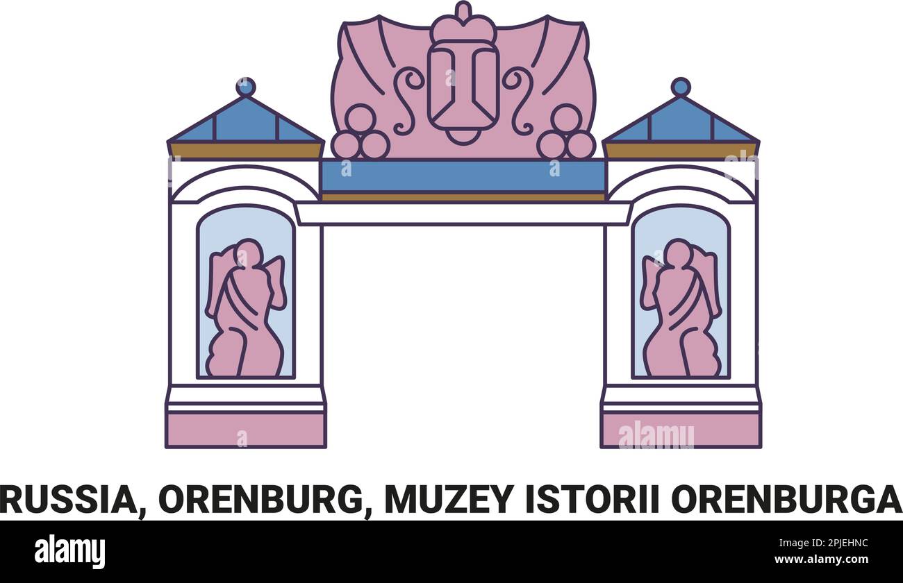 Russia, Orenburg, Muzey Istorii Orenburga, travel landmark vector ...