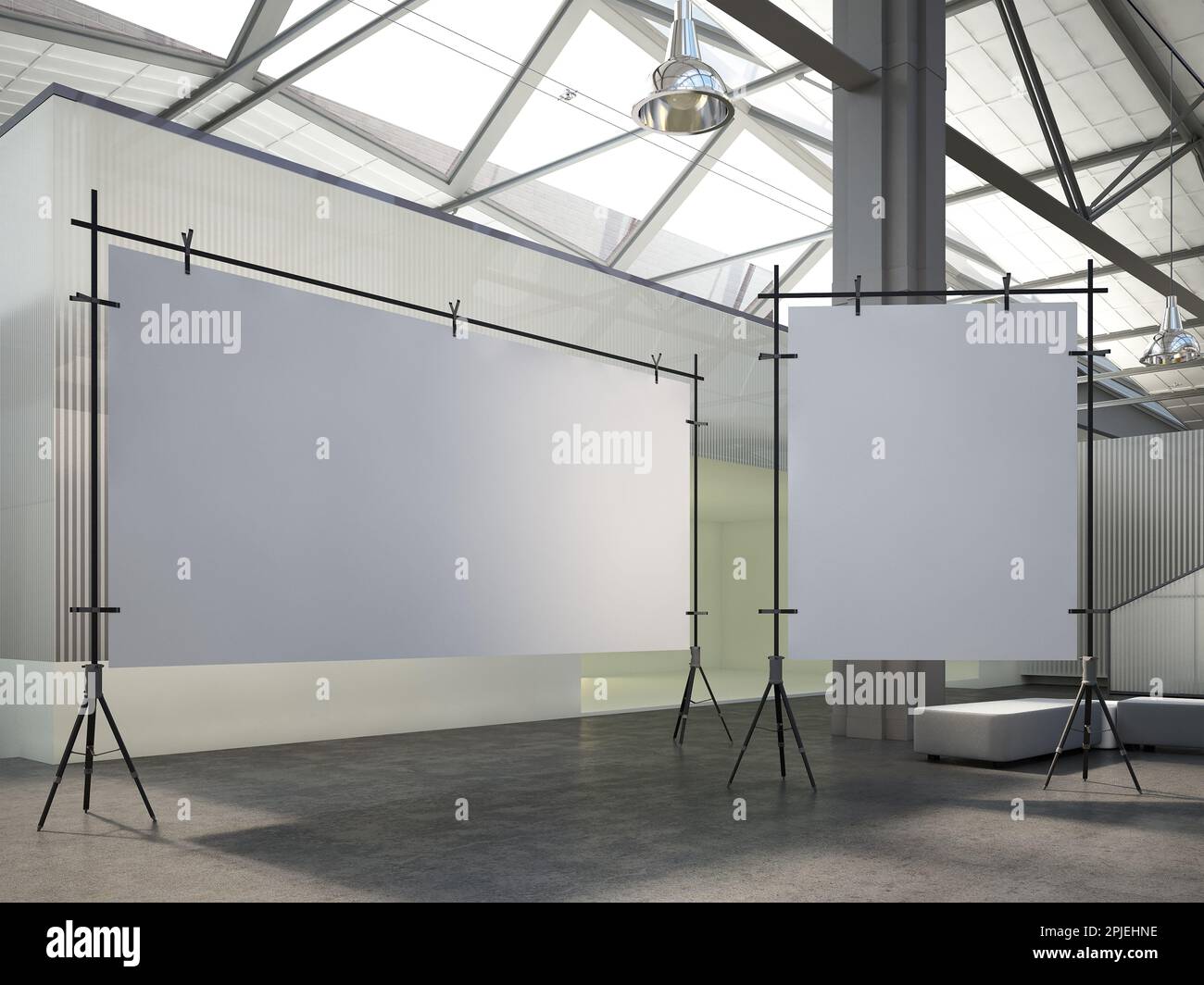 Poster Exhibition Gallery Hall interior 3D Rendering Stock Photo - Alamy