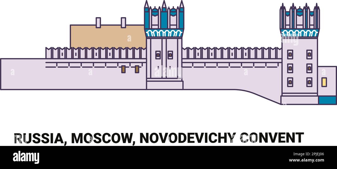 Russia, Moscow, Novodevichy Convent travel landmark vector illustration ...