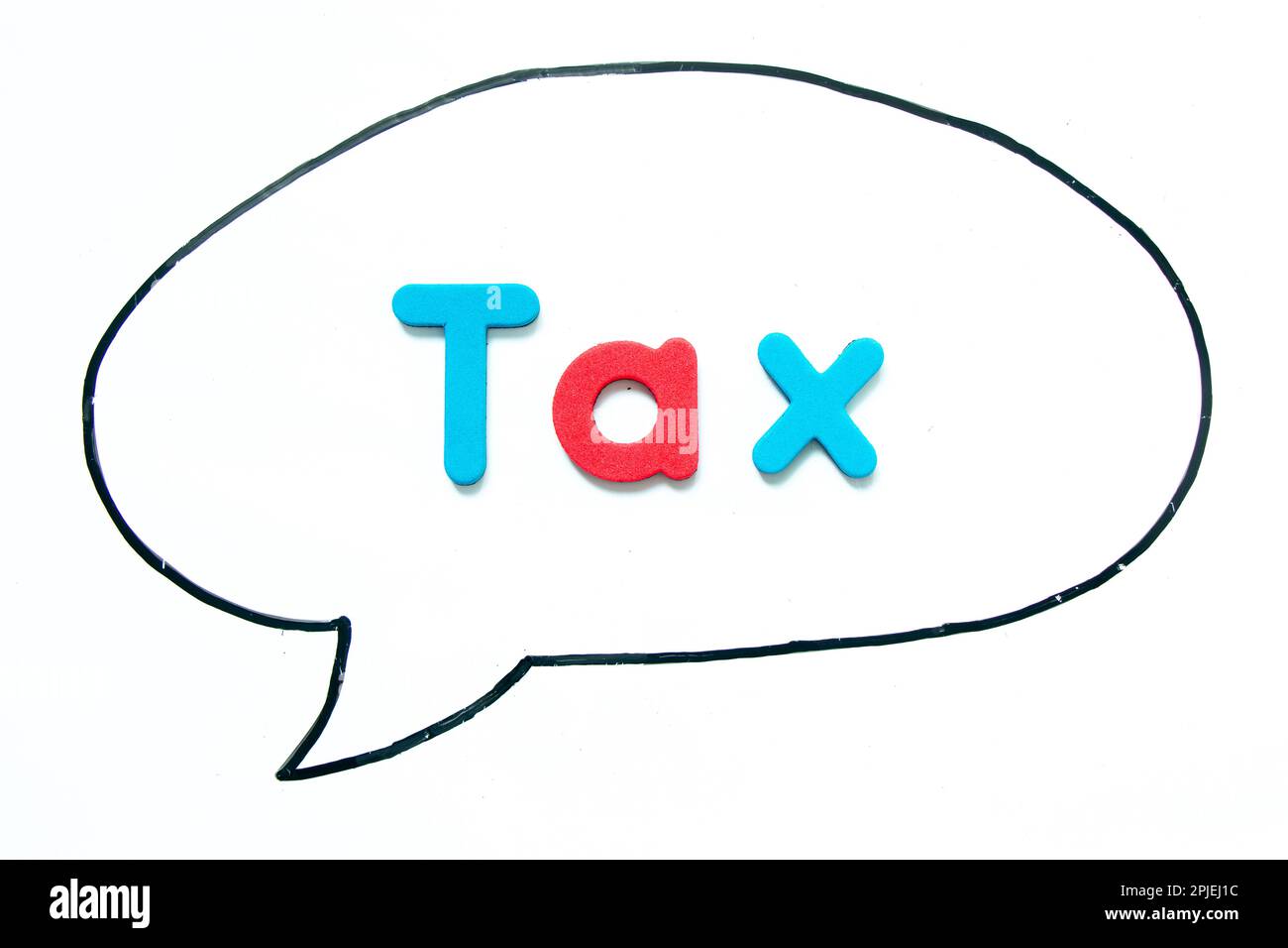 Alphabet letter with word tax in black line hand drawing as bubble ...