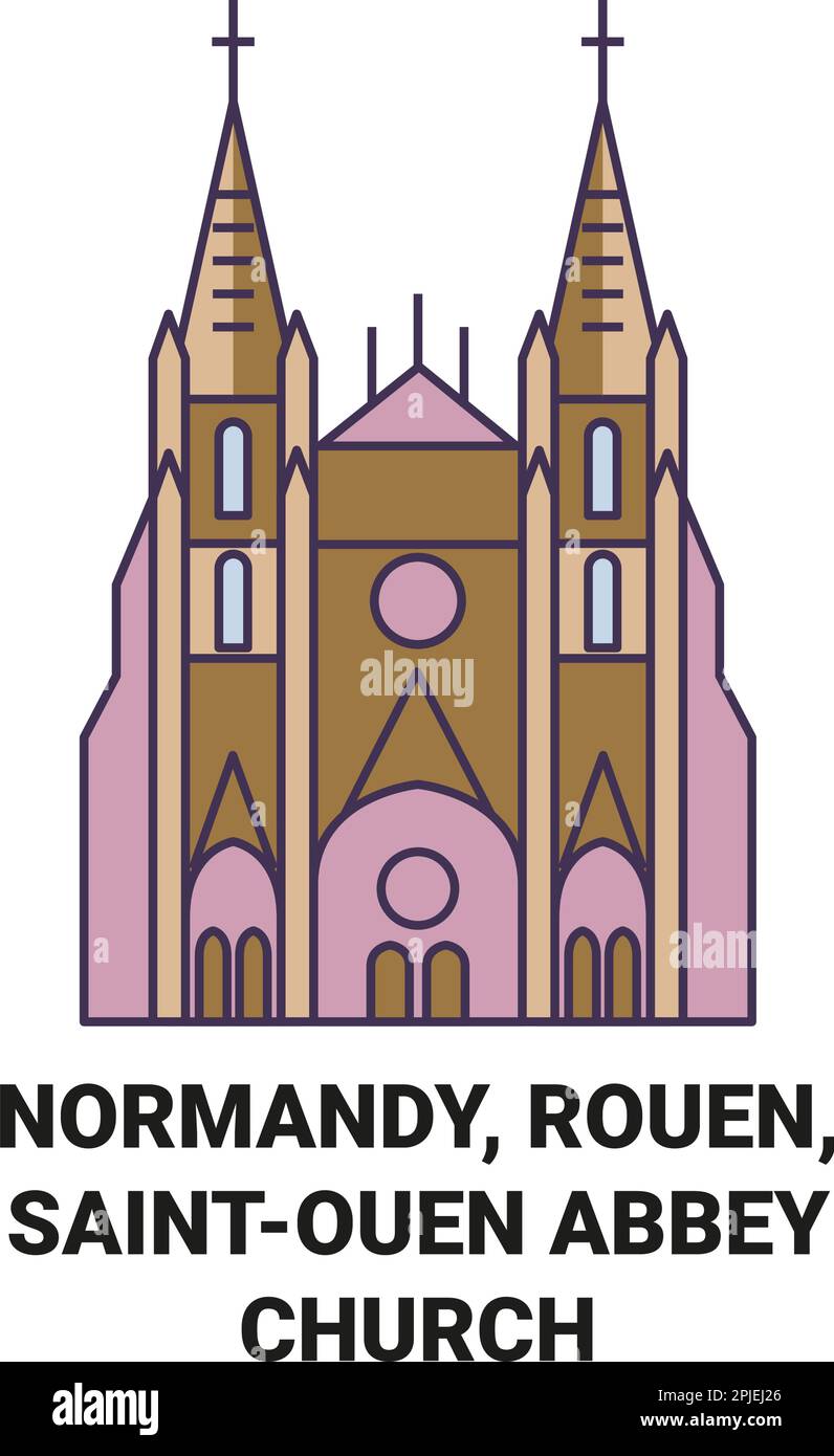 France, Normandy, Rouen, Saintouen Abbey Church travel landmark vector ...