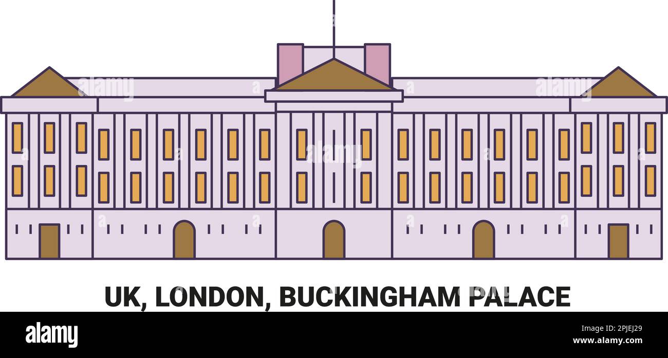 England, London, Buckingham Palace, travel landmark vector illustration ...