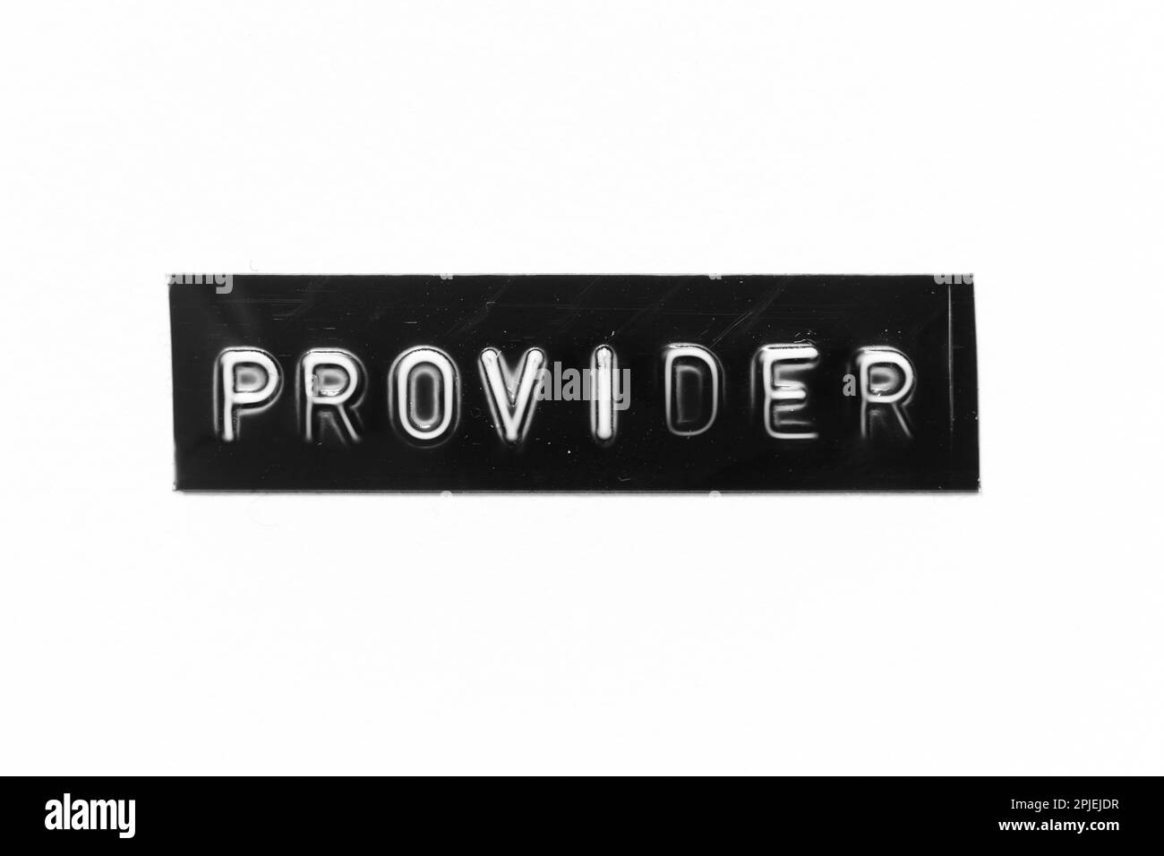 Black color banner that have embossed letter with word provider on ...