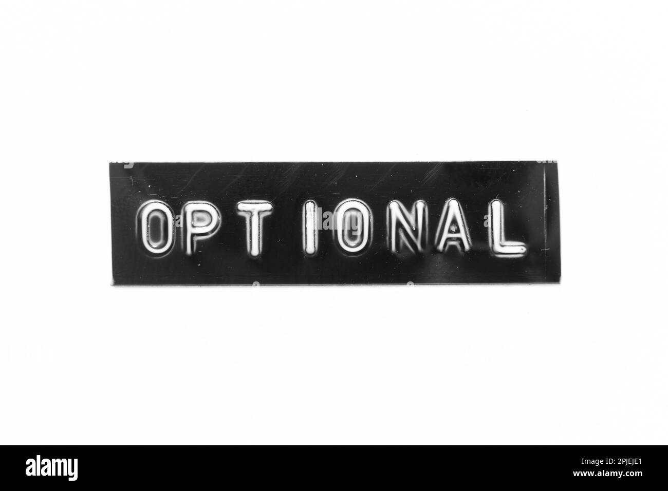 Black color banner that have embossed letter with word optional on ...