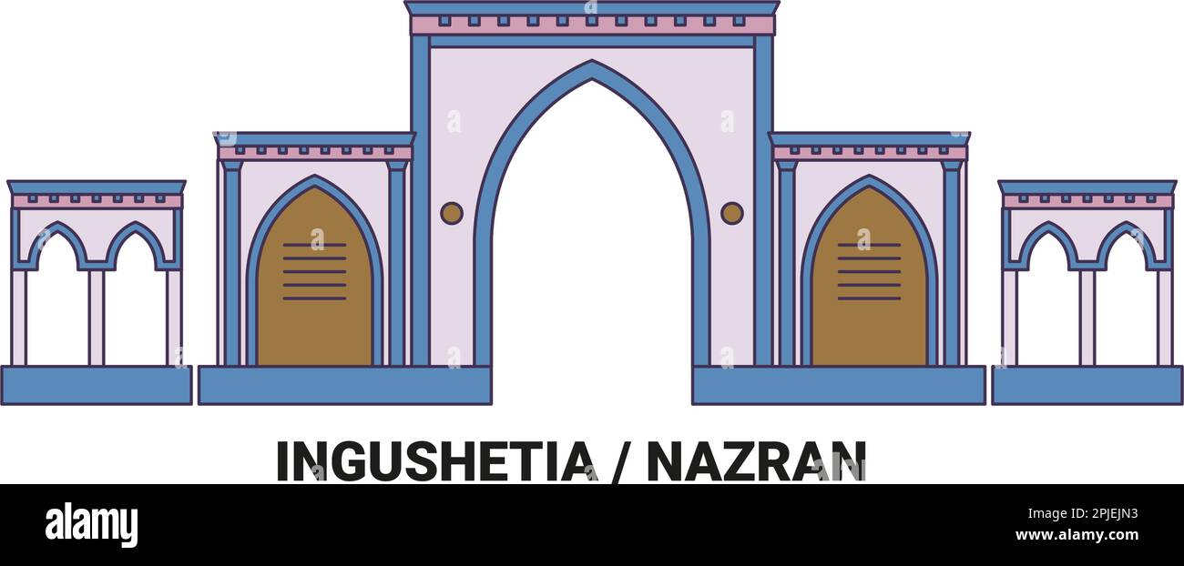 Russia, Ingushetia, Nazran travel landmark vector illustration Stock ...