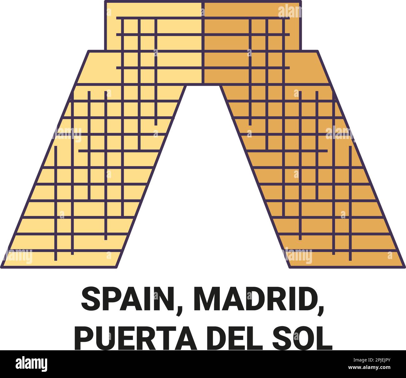 Spain, Madrid, Puerta Del Sol travel landmark vector illustration Stock ...