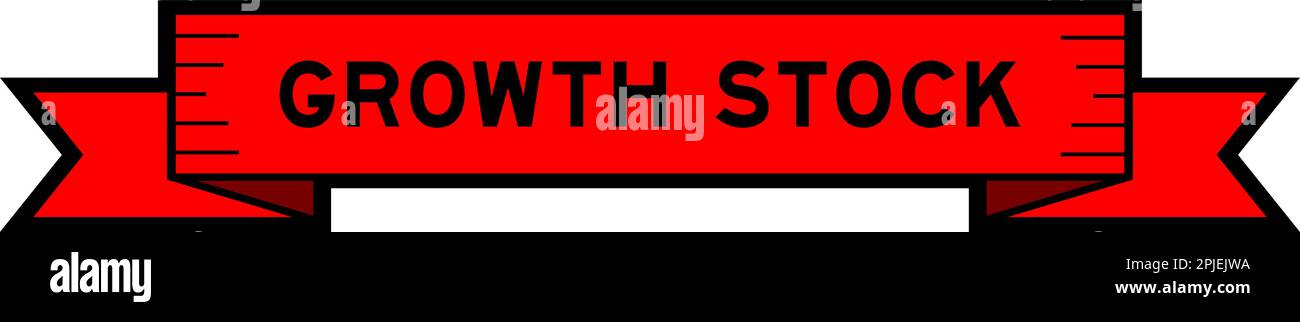 Ribbon label banner with word growth stock in red color on white ...