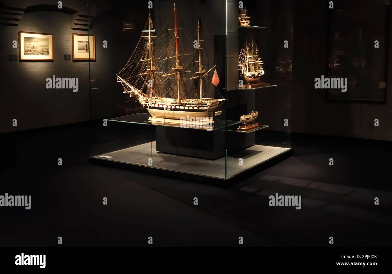Inside the international Maritime Museum of Hamburg miniature art ships ...